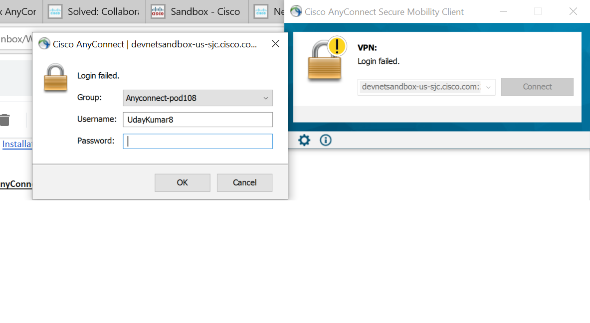I am getting login failed error for Cisco anyconnect secure mobility ... I am getting login failed error for Cisco anyconnect secure mobility ...